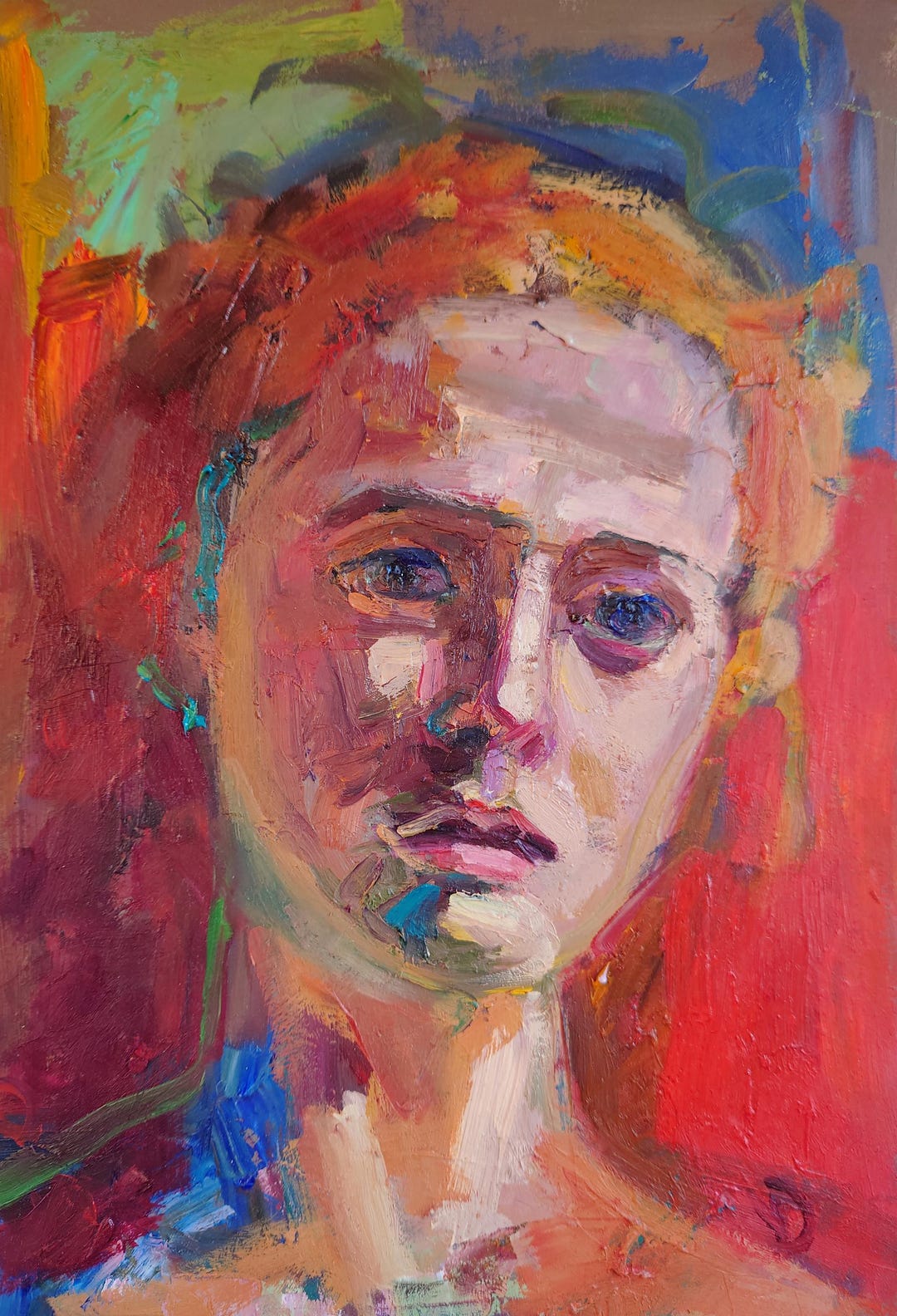 Small Portrait Art, Original Oil Painting Palette Knife Art 12 by 8 - Etsy