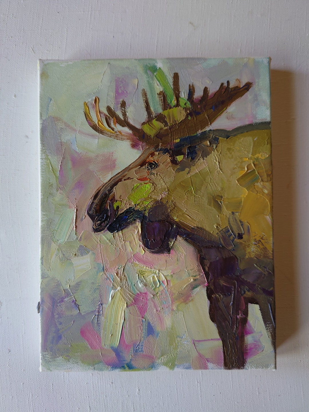 Moose Painting Original Oil Painting on Canvas Wild Animal Art - Etsy