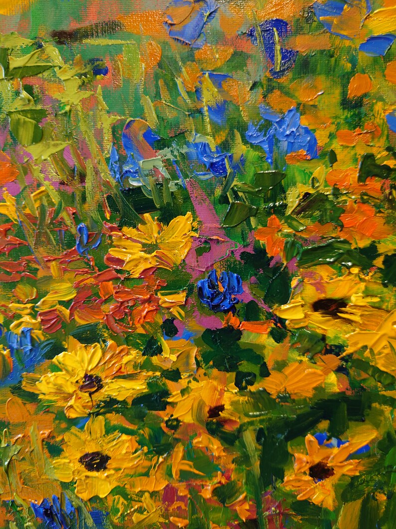 Meadow Painting Original Canvas Oil Painting Yellow Floral Art - Etsy ...