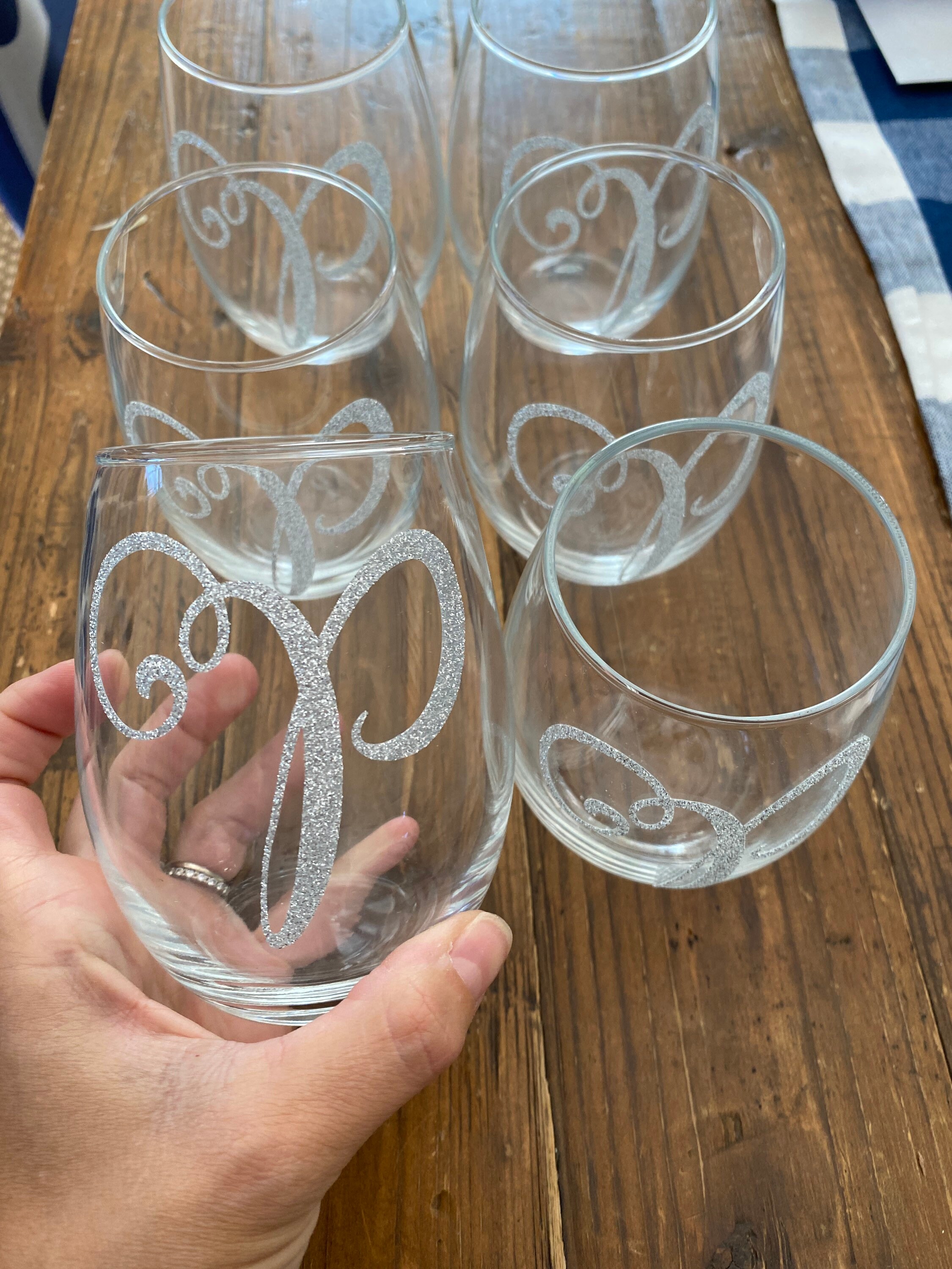 Initial Wine Glass Monogram Glass Friend Gifts Personalized | Etsy