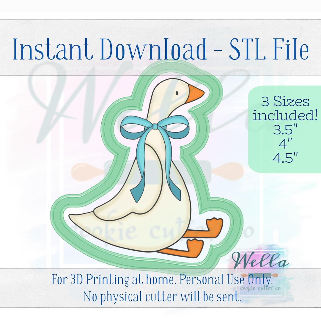 Digital STL File - Silly Goose With Bow Cookie Cutter - 3 Sizes - Etsy