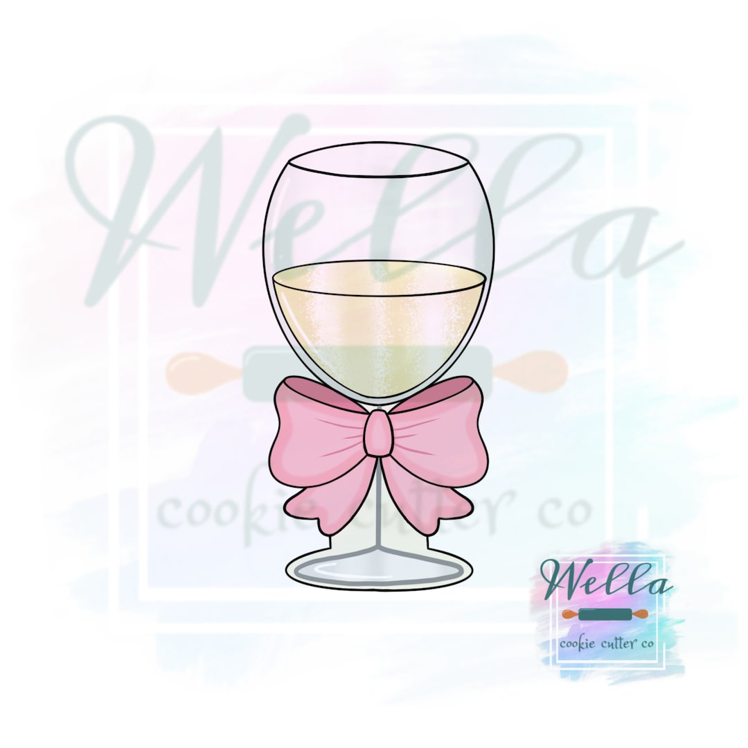 Wine Glass With Bow Cookie Cutter, Champagne Glass Cookie Cutter, Glass ...