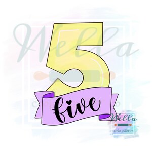 Number Five With Banner Cookie Cutter - Etsy