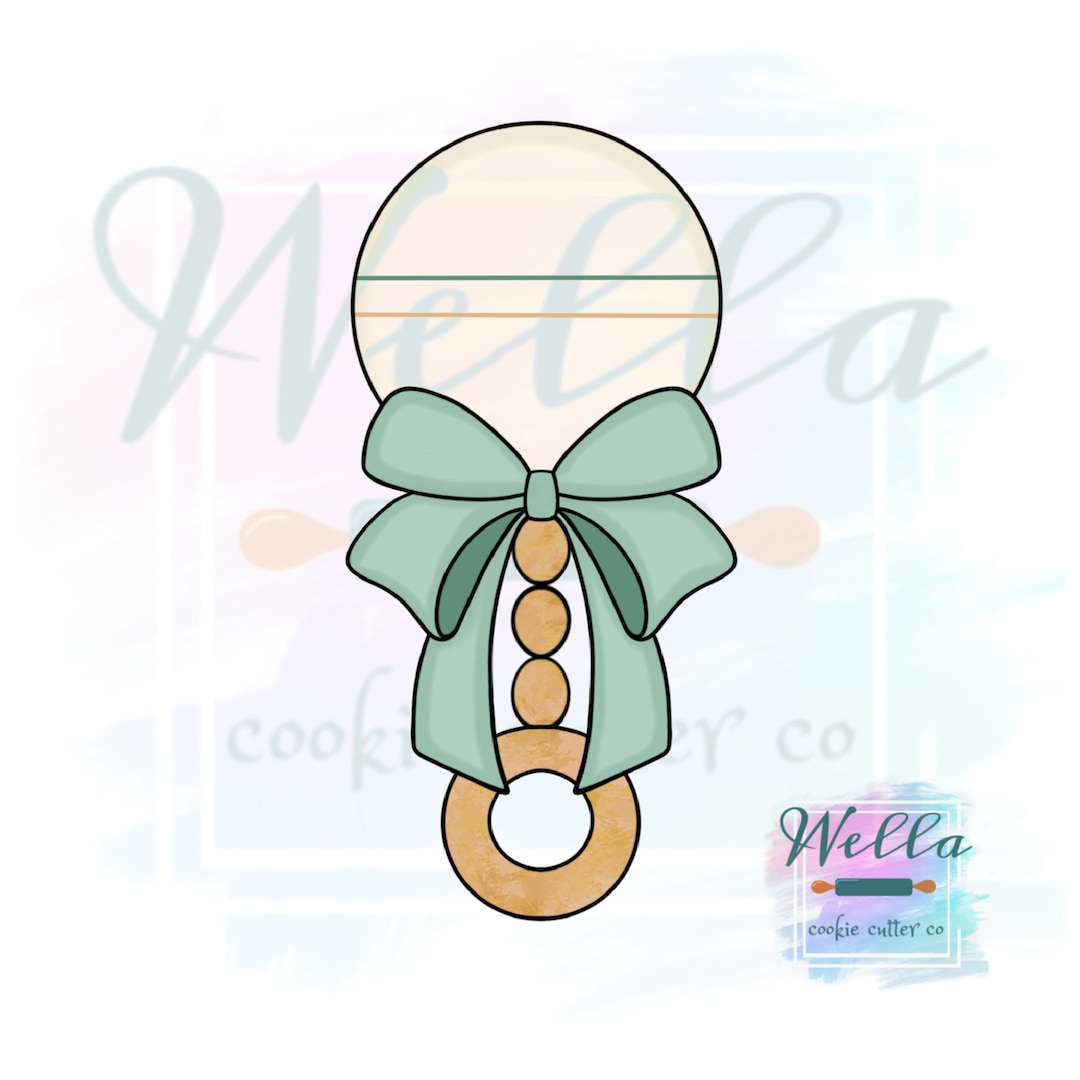 Baby Rattle With Double Bow Cookie Cutter With Optional Stencil - Etsy