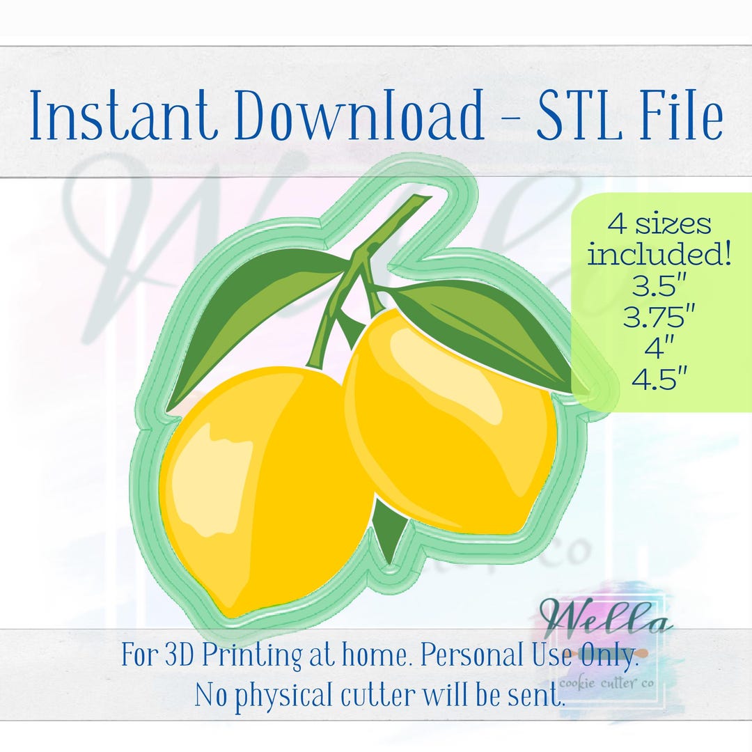 Digital STL File - Lemon Branch Cookie Cutter - 4 Sizes Included 3.5 ...