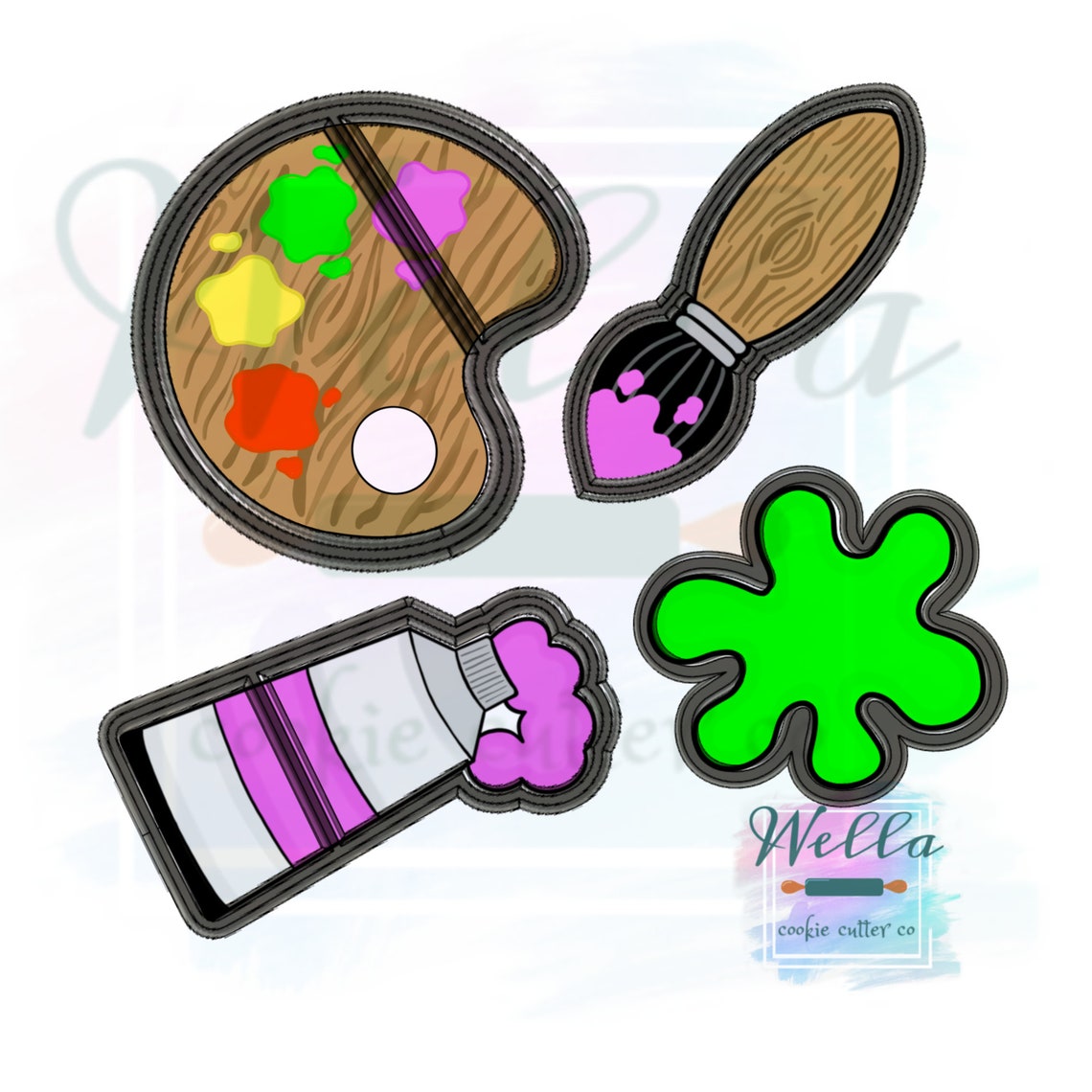 Paint Art Set Cookie Cutters Set of 4 Cutters Paint Palette | Etsy