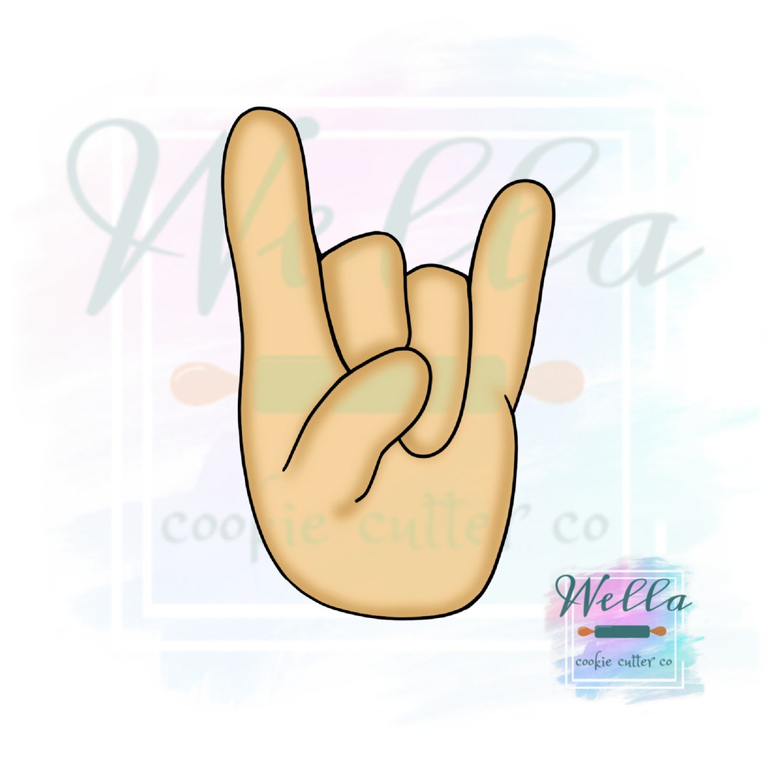 Rock Out Hand Cookie Cutter With Optional Stencil, Rock on Cookie ...