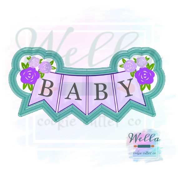 Baby Floral Banner Cookie Cutter Baby Banner With Florals - Etsy