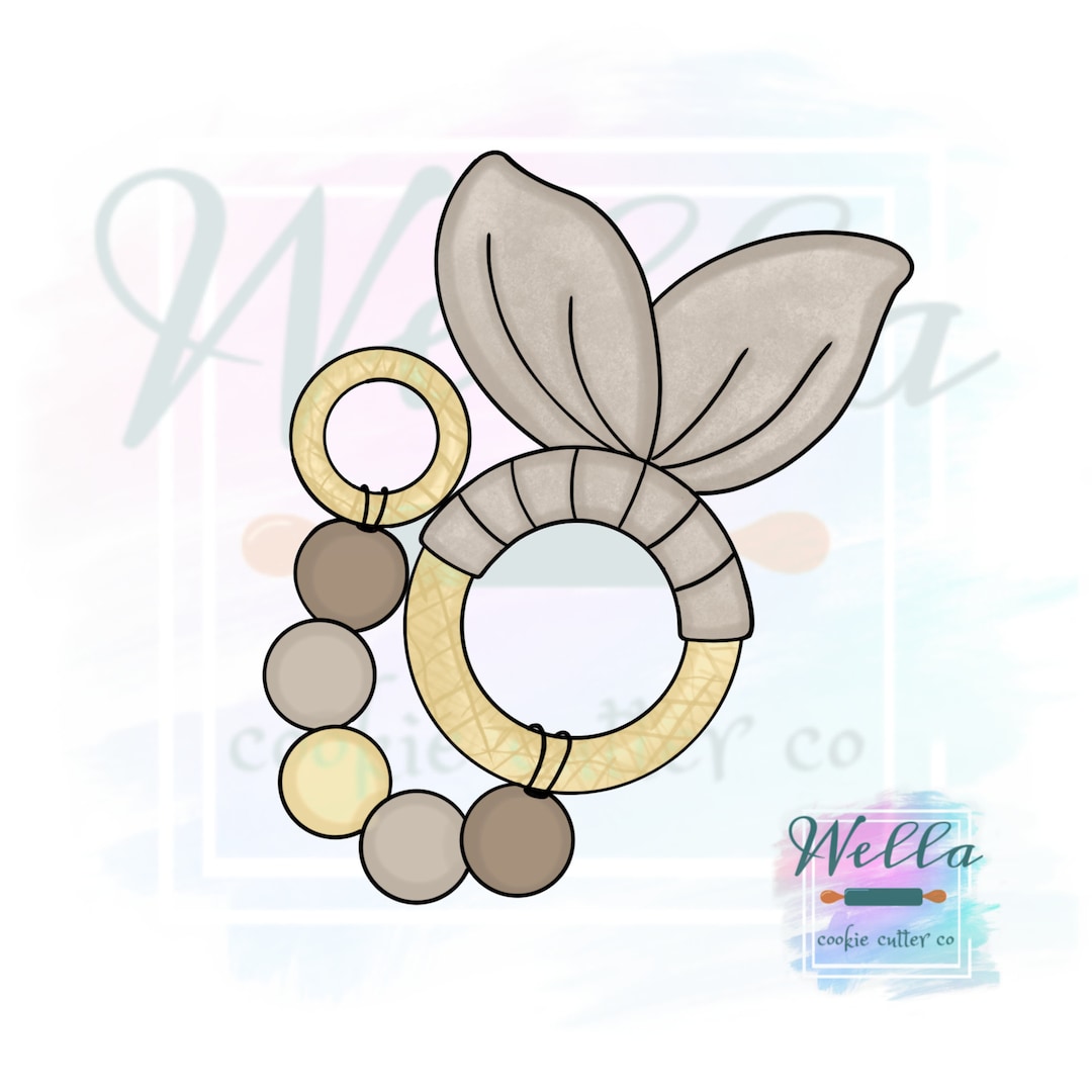 Baby Teether With Beads Cookie Cutter, Baby Cookie Cutter, Boho Baby ...