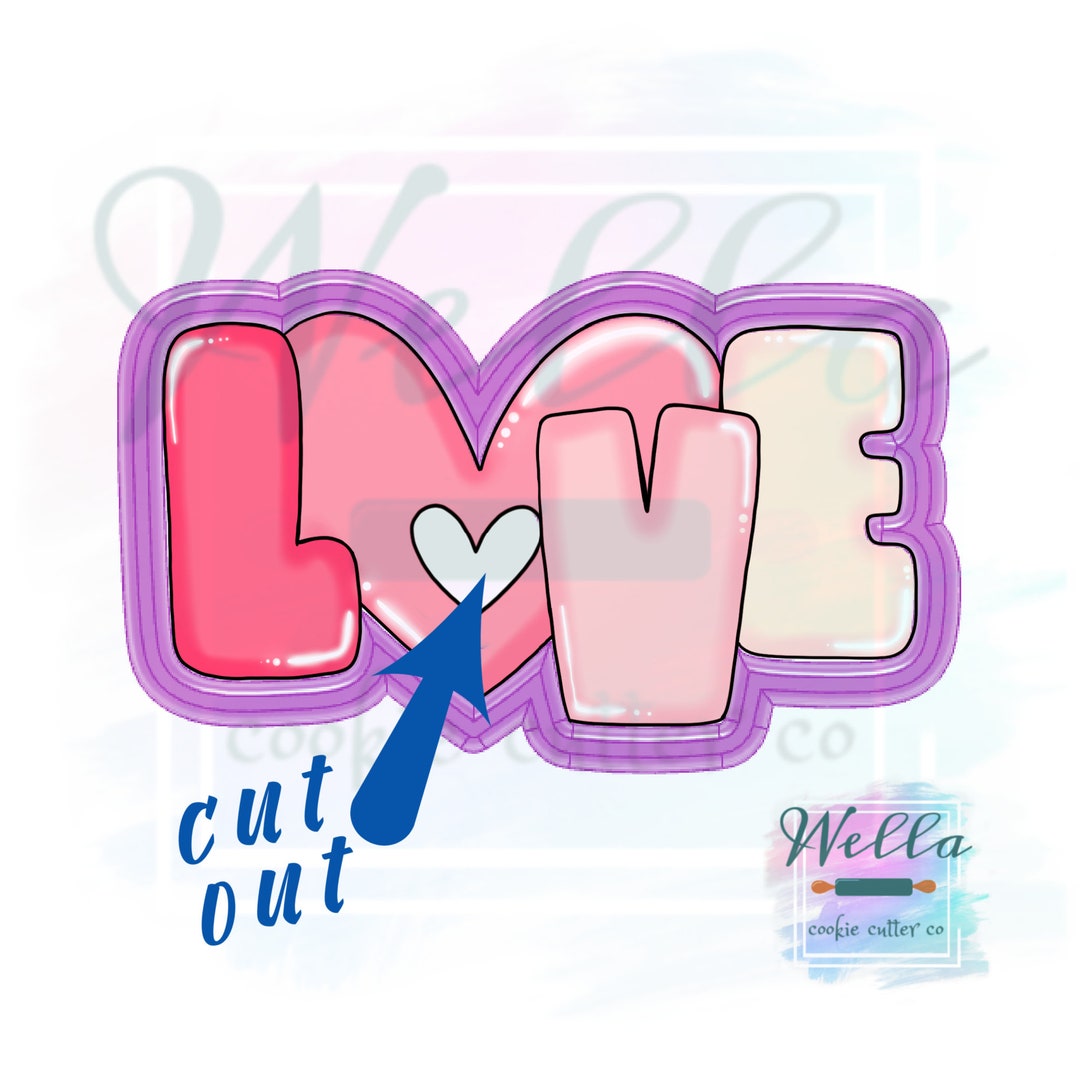 Love Cookie Cutter With Cut Out Heart and Optional Stencil, Valentine's ...