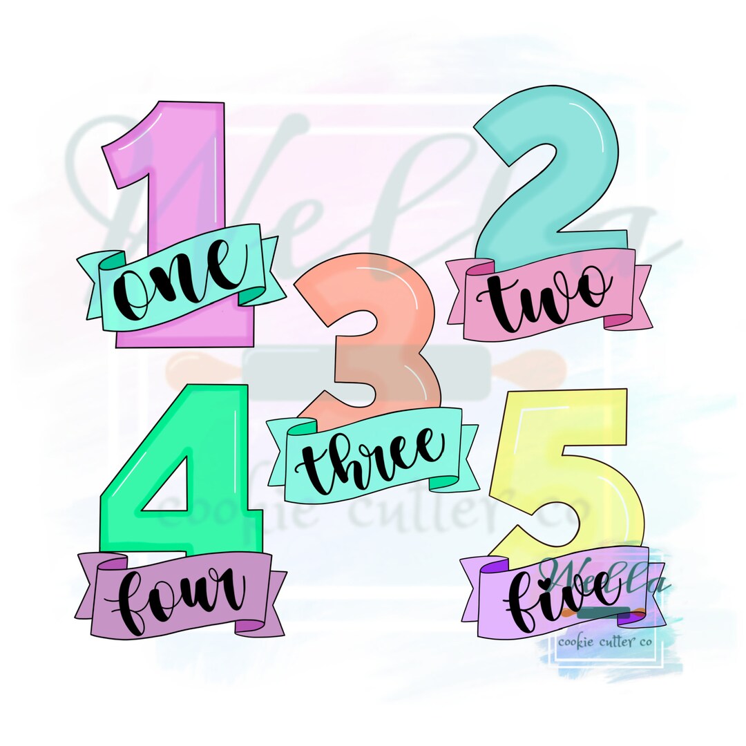 1 - 10 Numbered Set With Banners Cookie Cutters, 1 Thru 10 Numbers With ...