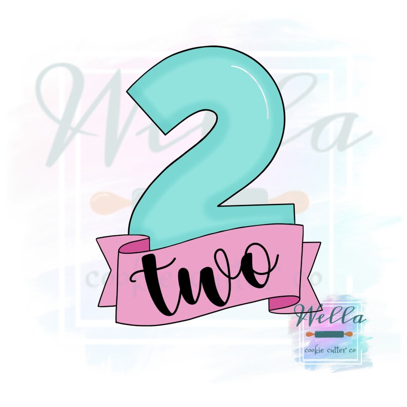 Number Two With Banner Cookie Cutter Number 2 Banner Cookie - Etsy