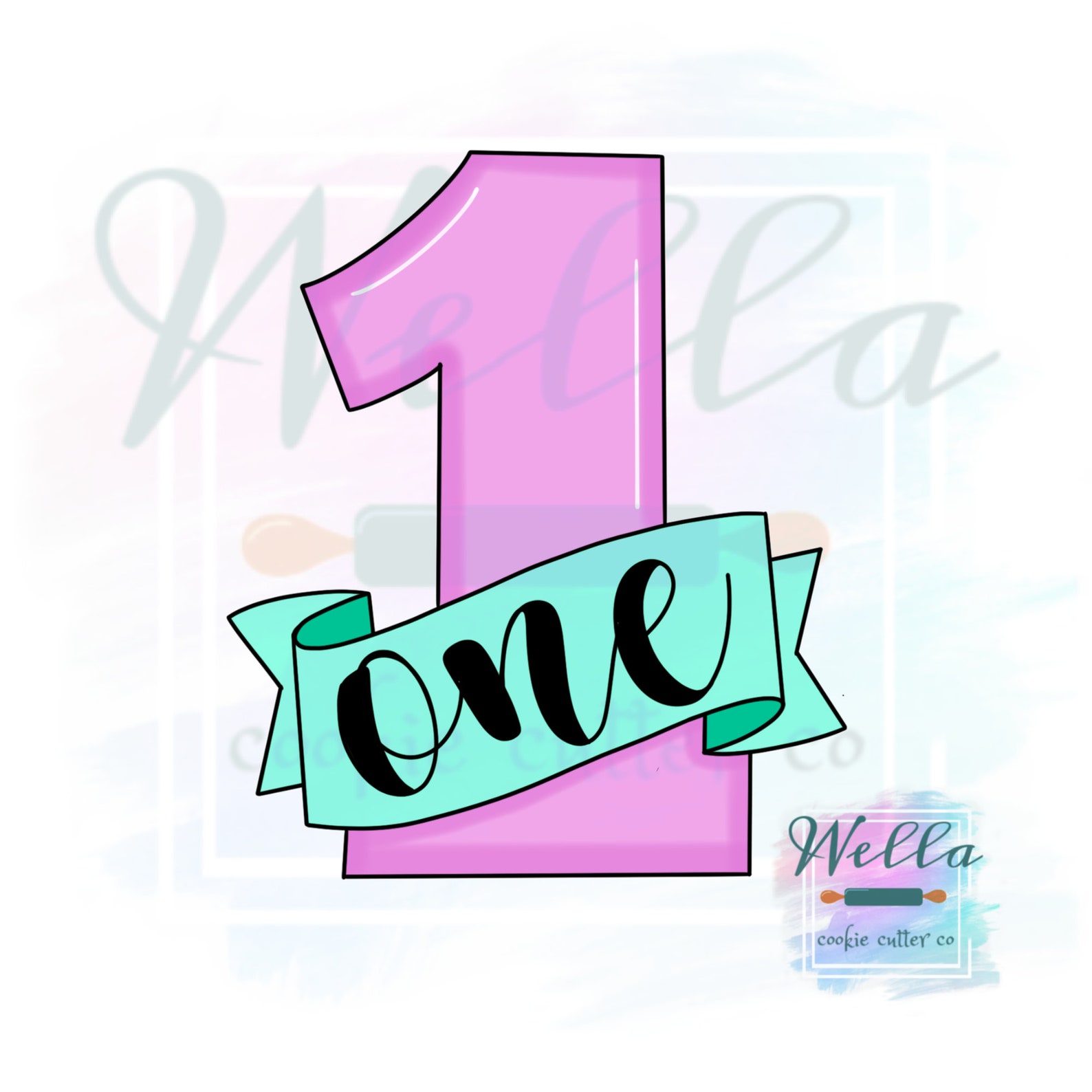 Number One With Banner Cookie Cutter, Number 1 Cookie Cutter, Number 1 ...