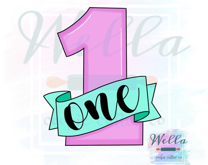 Number One With Banner Cookie Cutter Number 1 Cookie Cutter - Etsy