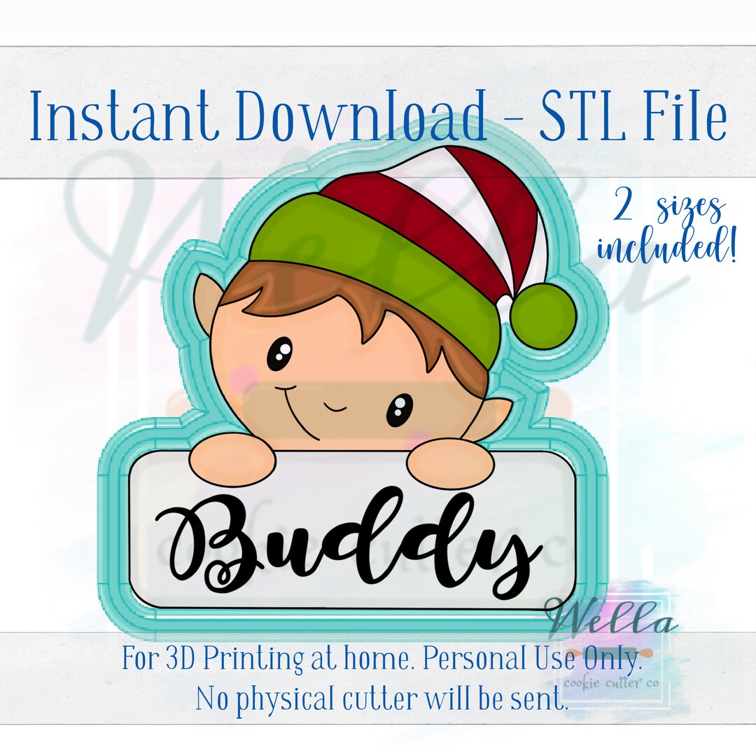 Digital STL File - Elf Boy Plaque Cookie Cutter - 2 Sizes Included 3.5 ...
