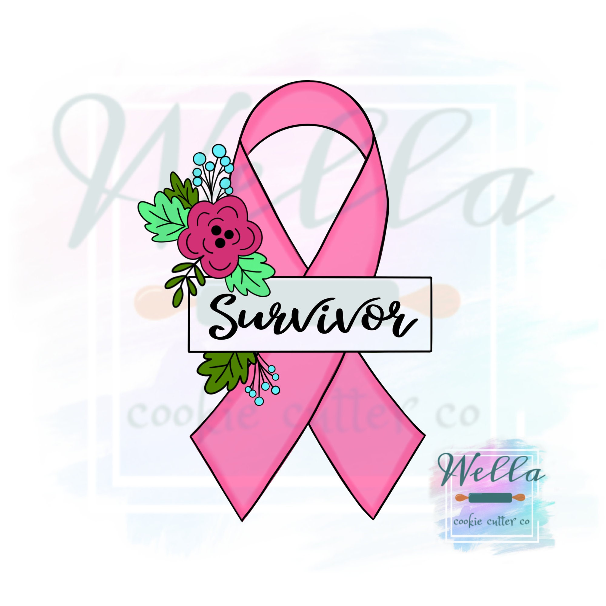 Floral Cancer Ribbon With Plaque Cancer Ribbon - Etsy