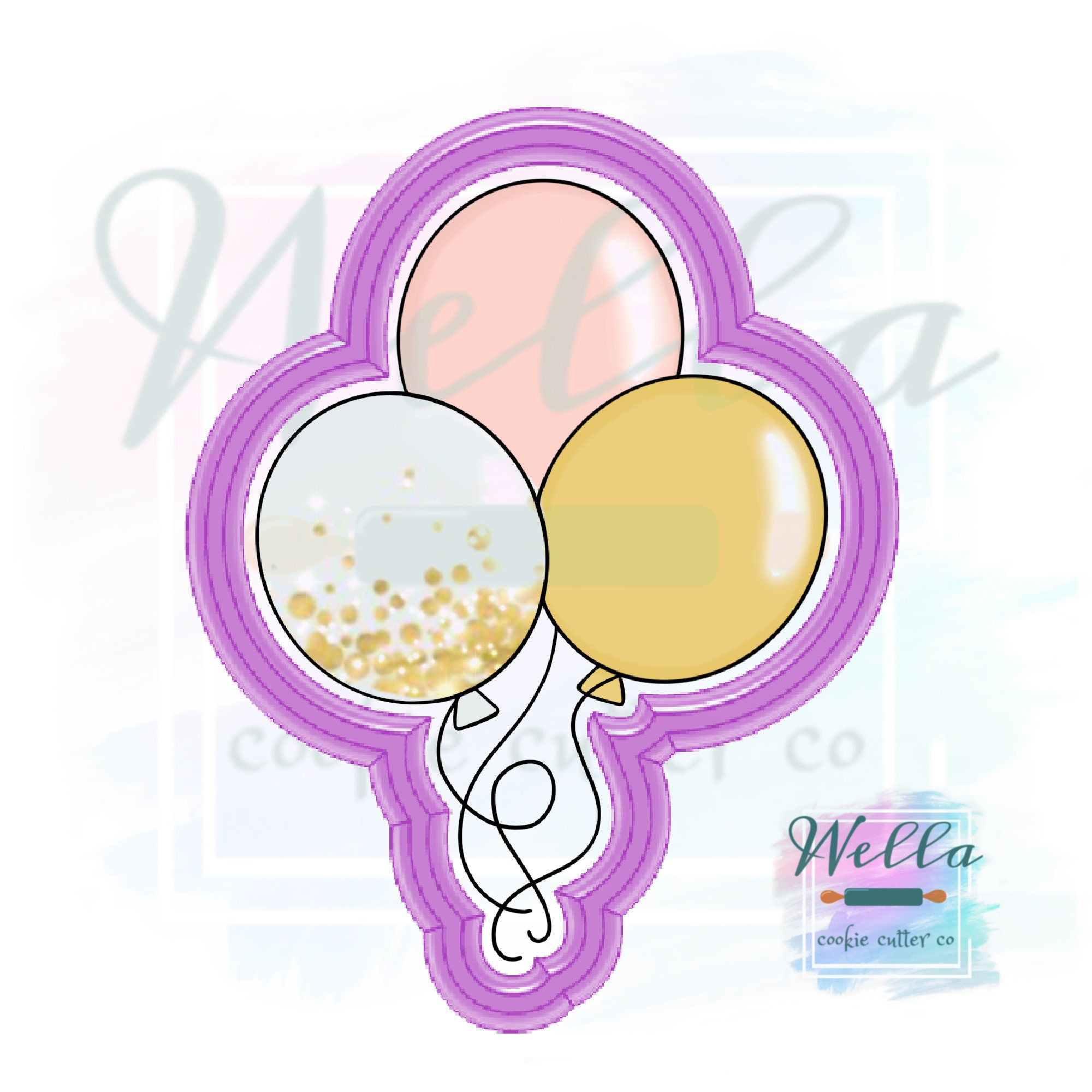 Balloon Bouquet Cookie Cutter Balloons With Strings Cookie - Etsy