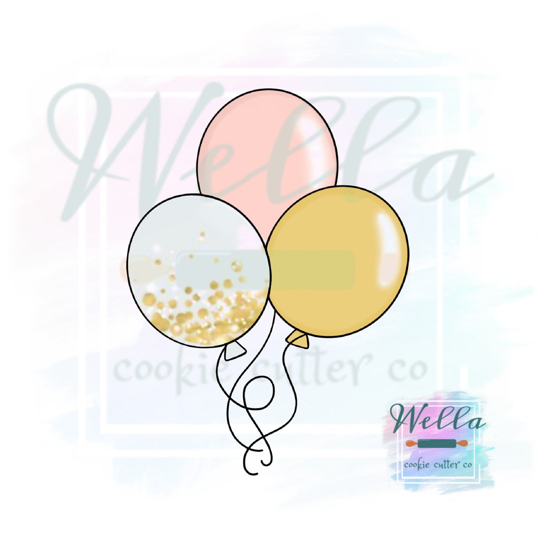Balloon Bouquet Cookie Cutter, Balloons With Strings Cookie Cutter ...