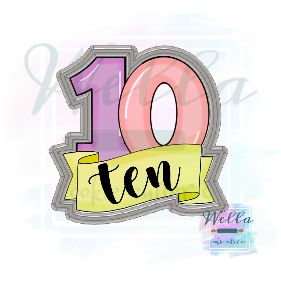 Number 10 With Banner Cookie Cutter Number Five Cookie - Etsy