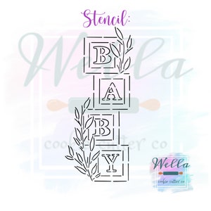 Baby Blocks With Greenery Cookie Cutter - Optional Stencil - Etsy