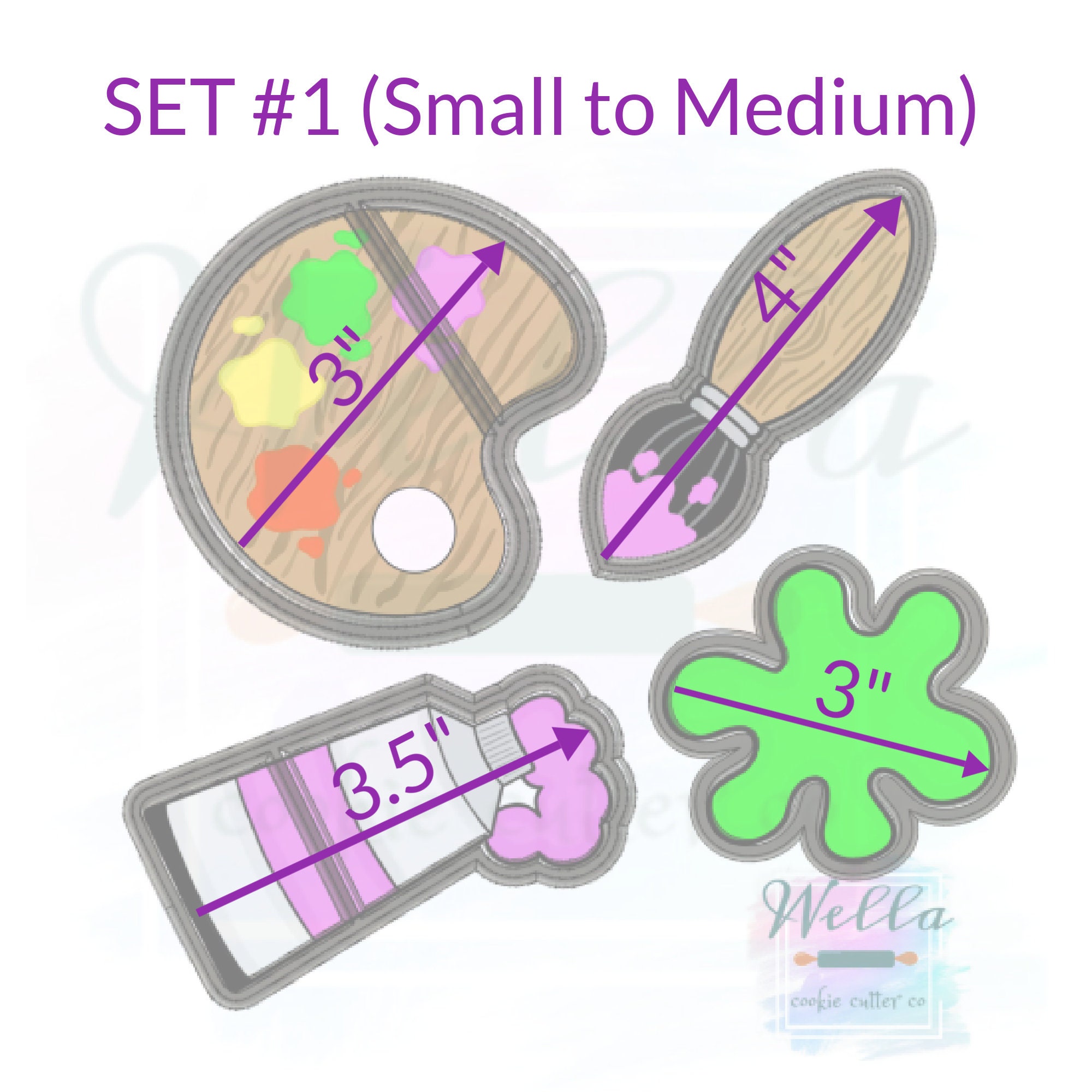 Paint Art Set Cookie Cutters Set of 4 Cutters Paint Palette | Etsy