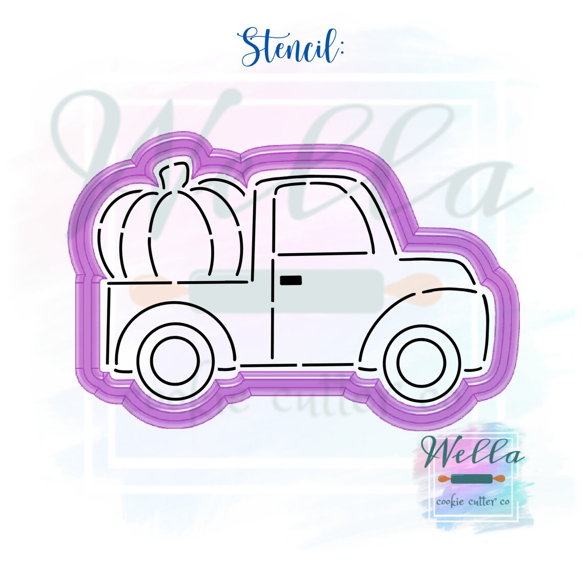 Truck With Single Pumpkin Cookie Cutter With Optional Stencil Guide ...
