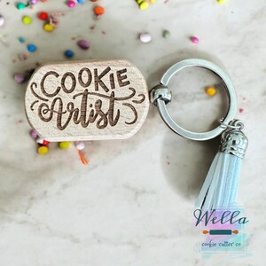 Laser Engraved Wood Cookie Themed Keychain With Tassel, Baking Themed ...