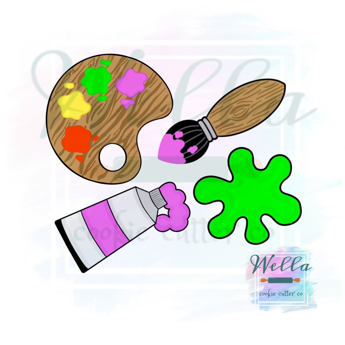 Paint Art Set Cookie Cutters Set of 4 Cutters Paint Palette | Etsy