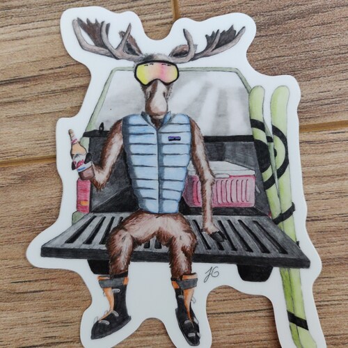 Moose With Northern Lights Alaska Vinyl Sticker - Etsy