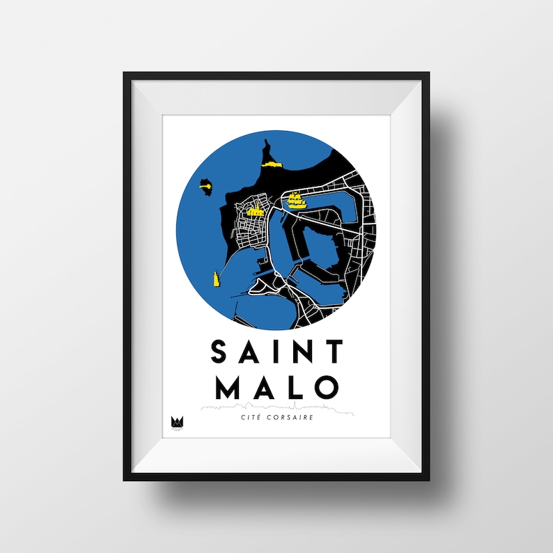 Poster/Affiche de la ville de Saint-Malo, Carte de Saint-Malo, City map ...