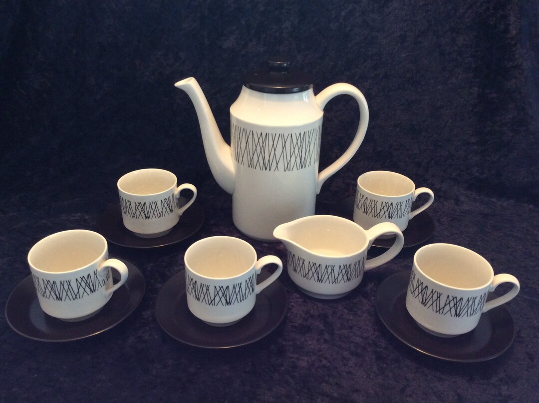 1960s Midwinter graphic Monochrome Coffee Set 12 Pieces: - Etsy UK