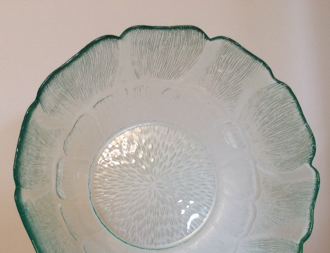 1970s Arcoroc Fleur 9 Green Glass Fruit Bowl Arcoroc 9 - Etsy