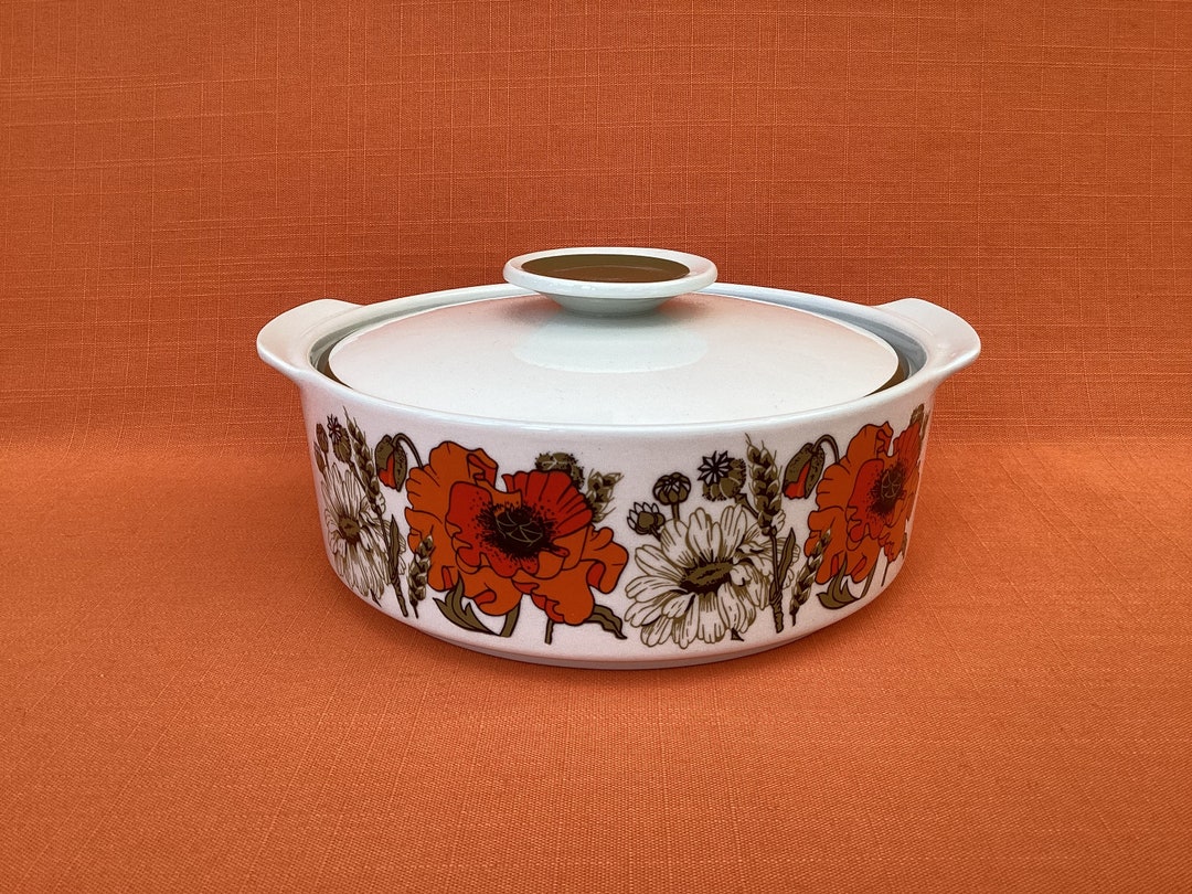 1970s J&G Meakin Poppy Tureen, Meakin Poppy Serving Dishes, Retro ...