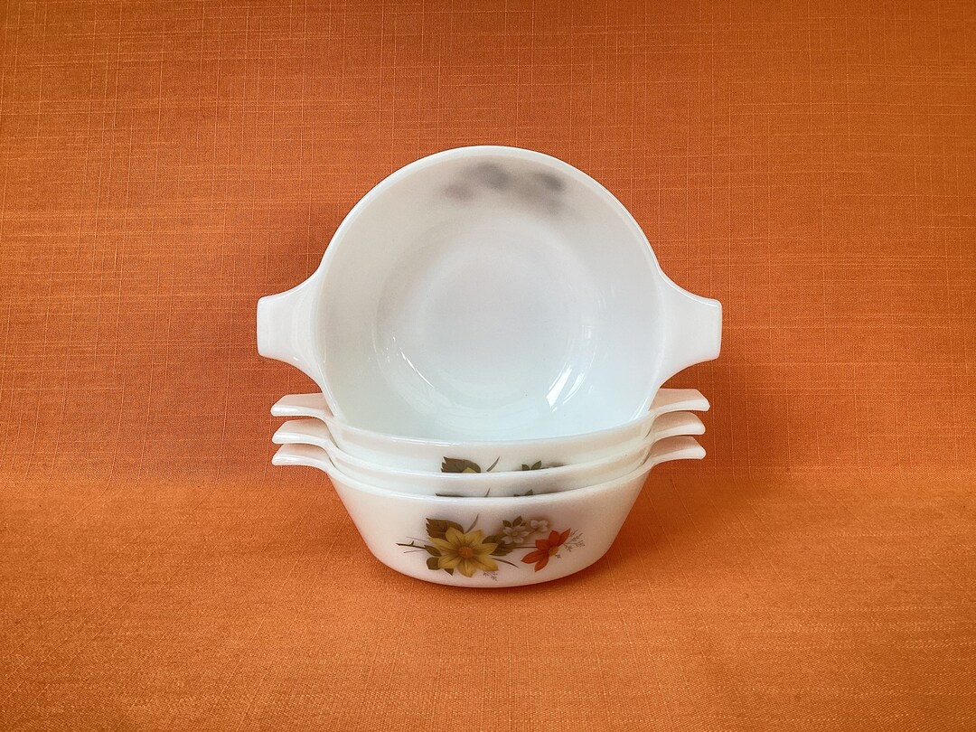 Vintage JAJ Pyrex Autumn Glory Soup Bowls With Handles (set of 4) - Etsy UK