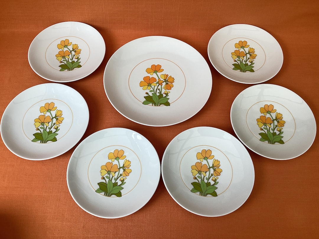 1970s Thomas Germany Tea Plates and Cake Plate in the ‘summer’ Design ...