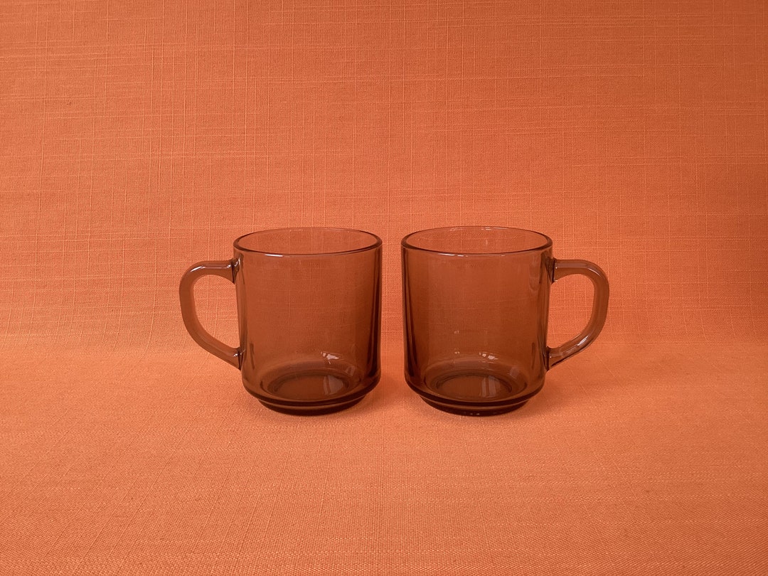 Smoked Glass Arcoroc Mugs (sold in Sets of 2 or 4), 1970/80s Brown ...