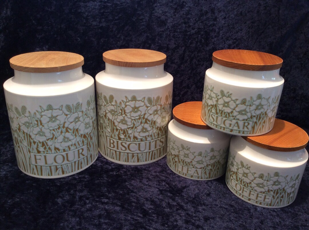 1970s Hornsea Fleur Storage Jars: Large Biscuit Jar, Large Flour Jar ...