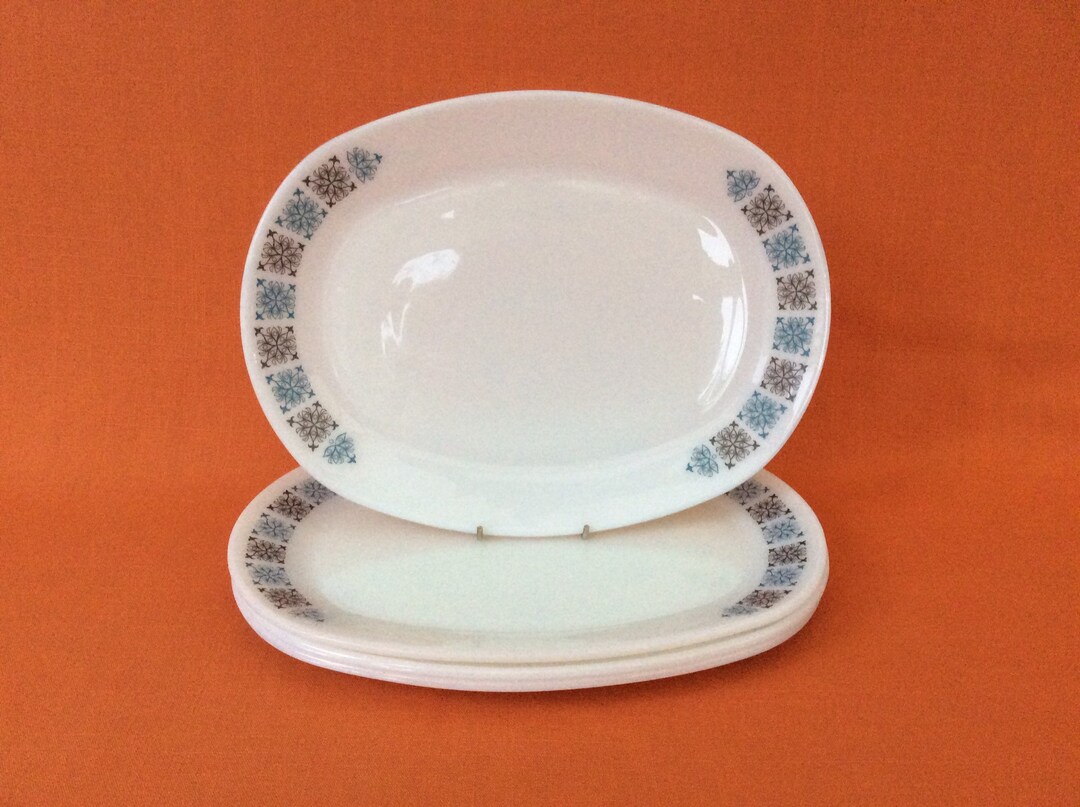 JAJ Pyrex Chelsea Oval Steak Plates (sold in Sets of 4 or 6), Retro ...