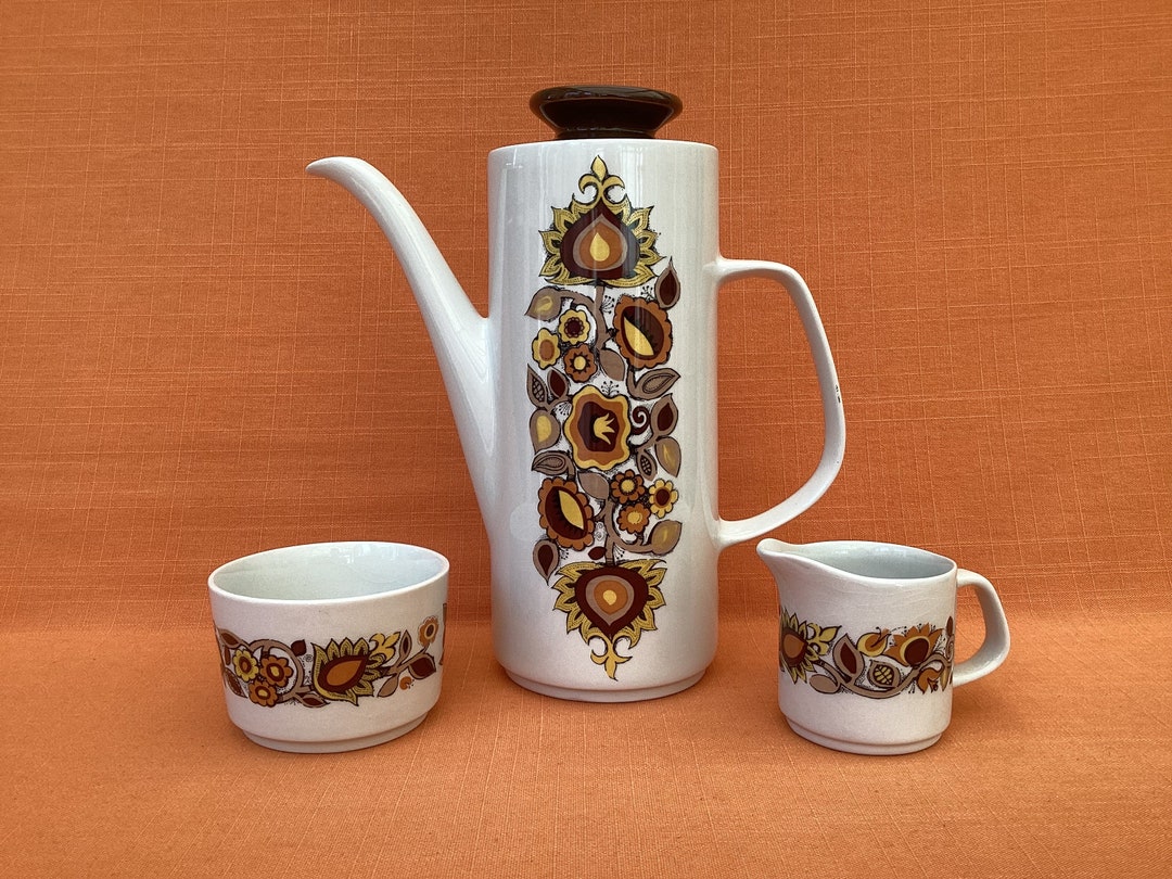 1960s J&G Meakin Bali Coffee Pot With Creamer and Sugar Bowl, 1960s ...