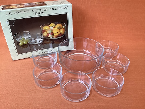 1980s Boxed Set of 7 Rayware Italian Glass Dessert Bowls - Etsy