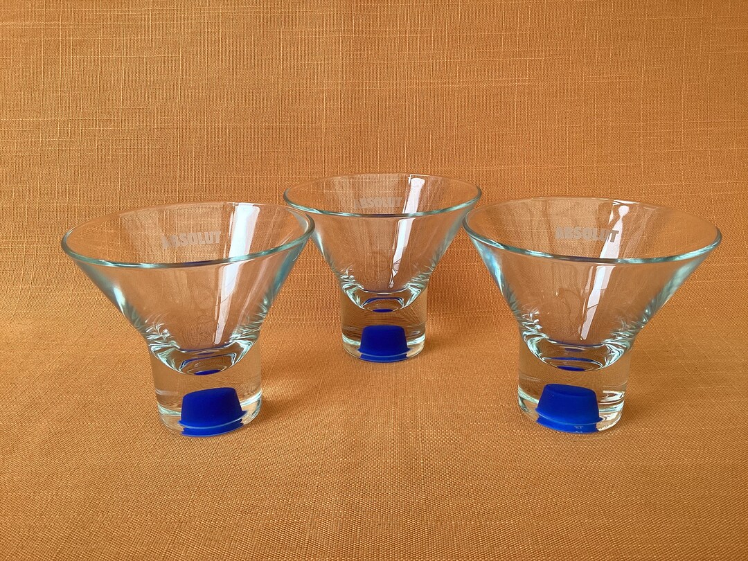 Rastal Absolutini Vodka Glasses With a Blue Base set of 3 - Etsy
