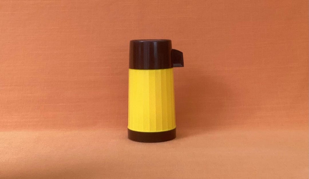 1970s Aladdin Flask in Retro Yellow and Brown, Retro Flask, 0.75 Litre ...