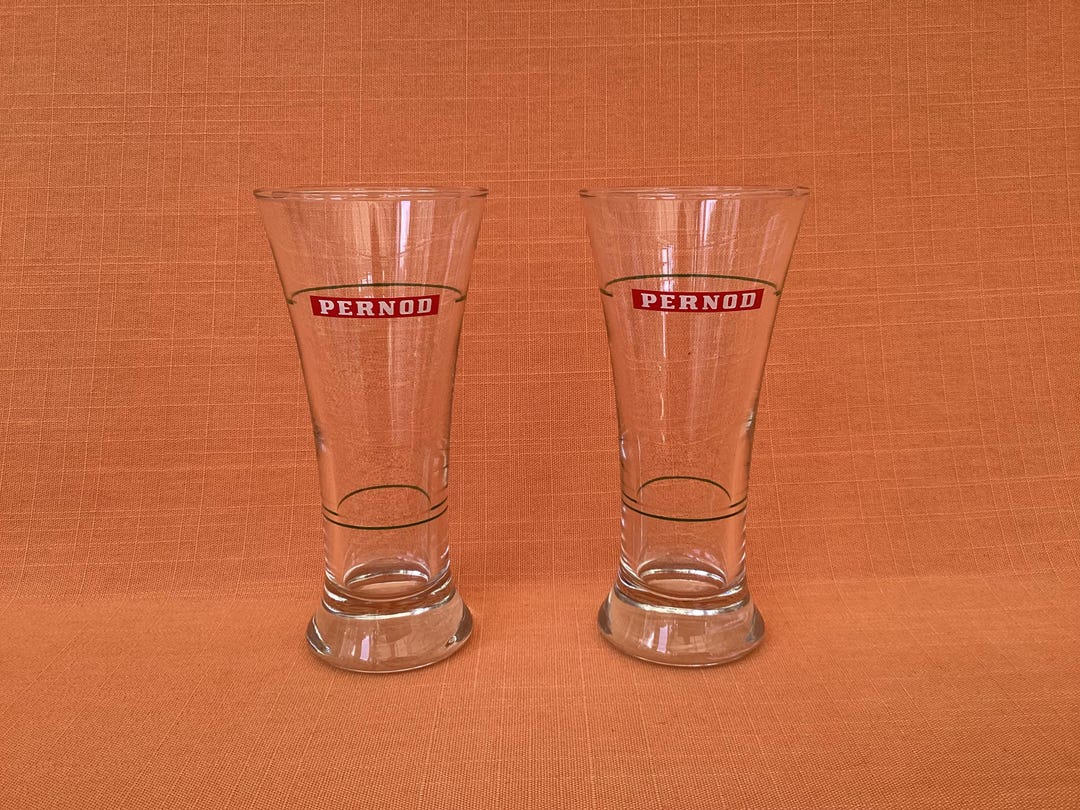Pernod Glasses With a Red Logo and Green Lines (sold in Pairs), Pernod ...