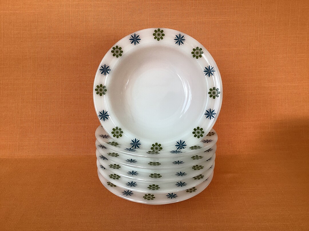 Vintage Phoenix Opalware Bowls: 1960s Floral Rim, Set of 6 - Etsy