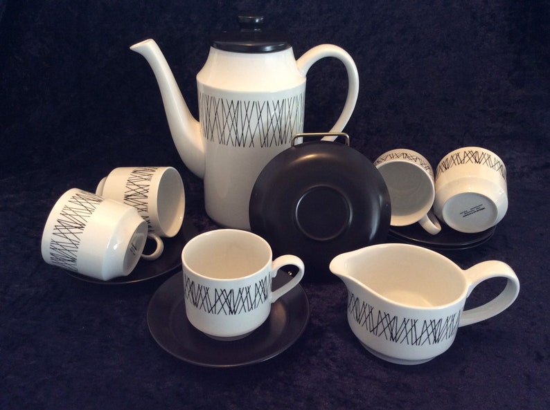1960s Midwinter graphic Monochrome Coffee Set 12 Pieces: - Etsy UK