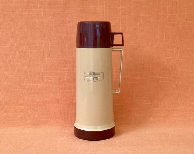 Retro 1970s Thermos 0.5 Litre Flask in Retro Brown and Beige Colour ...