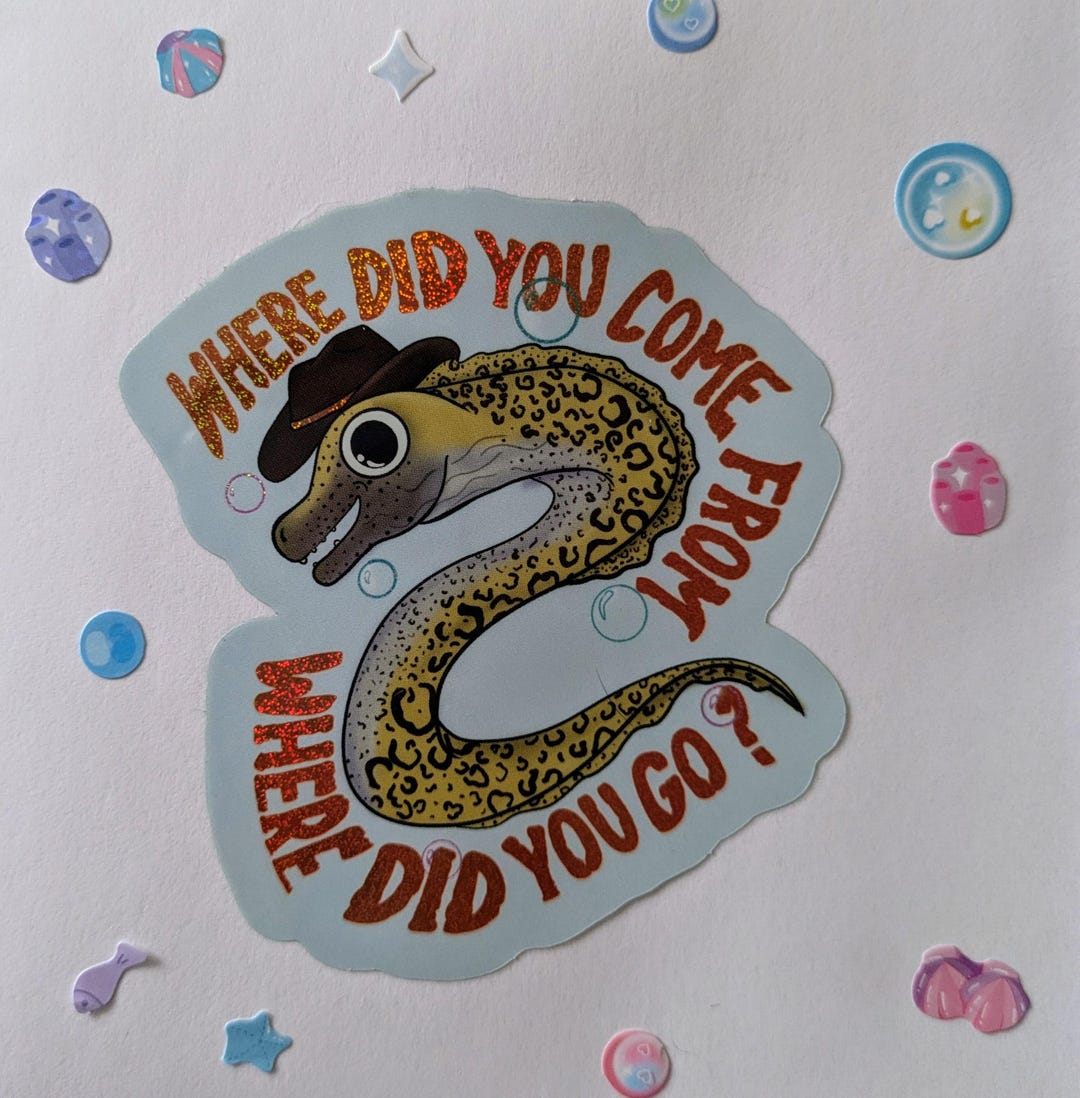 Cotton Eye Eel Glitter Sticker - Etsy