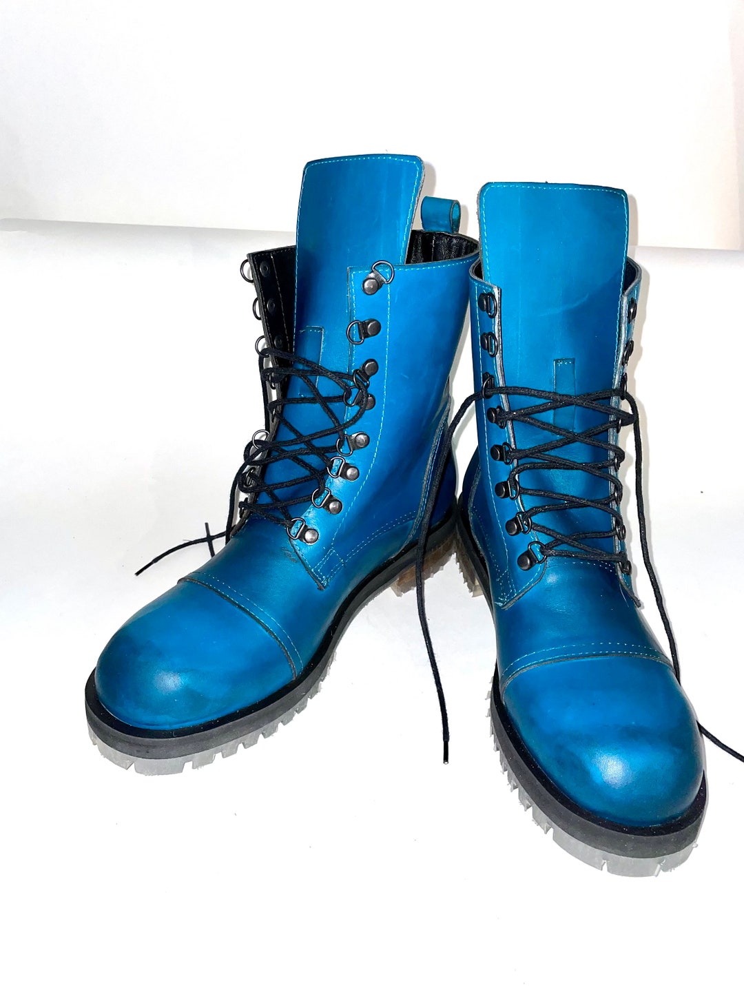 Women Boots, Blue Boots, Handmade Leather Boots, Blue Boots Women ...