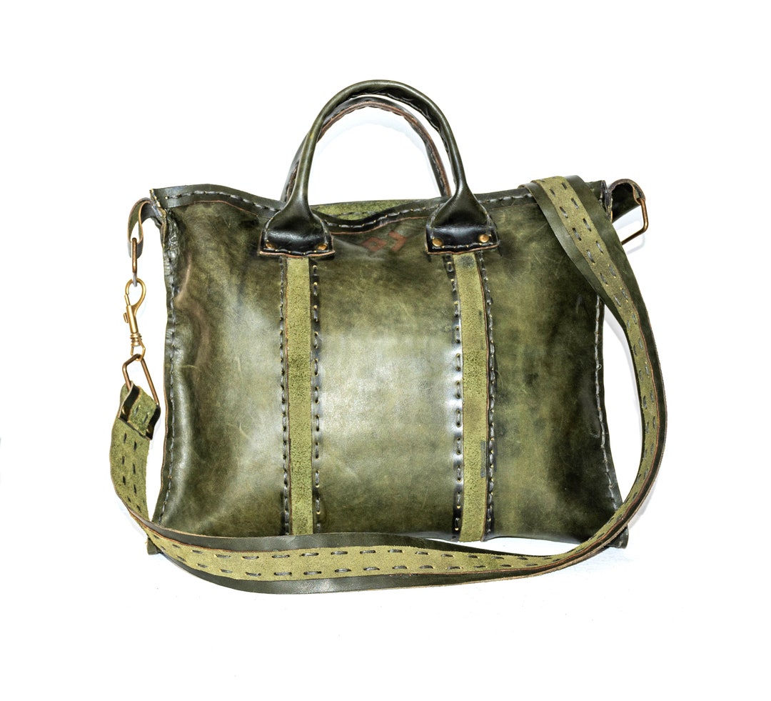 Handcrafted Leather Bag Green Leather Bag for Women Handcrafted Tote ...
