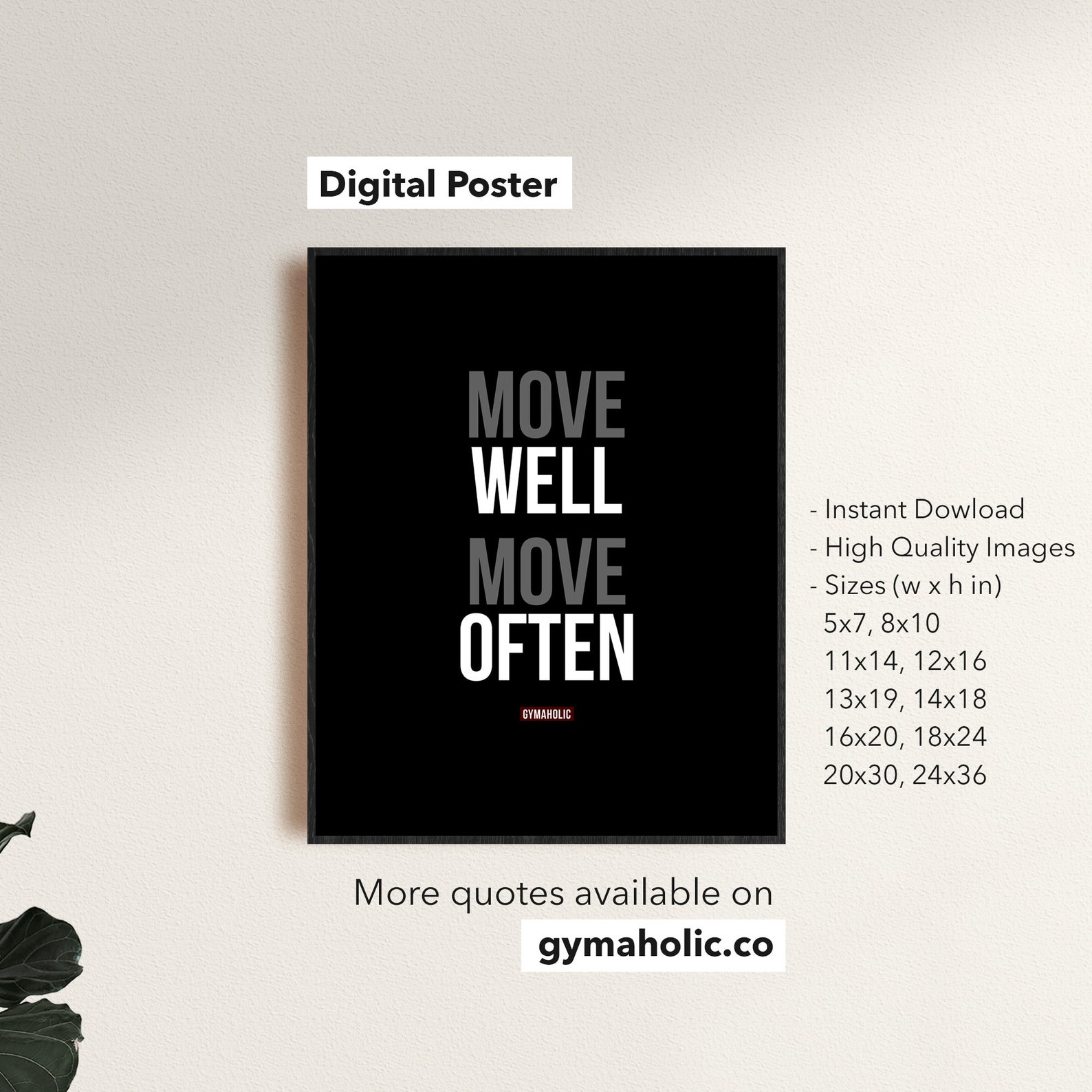 Move Well Move Often Printable Motivational Quote Home - Etsy